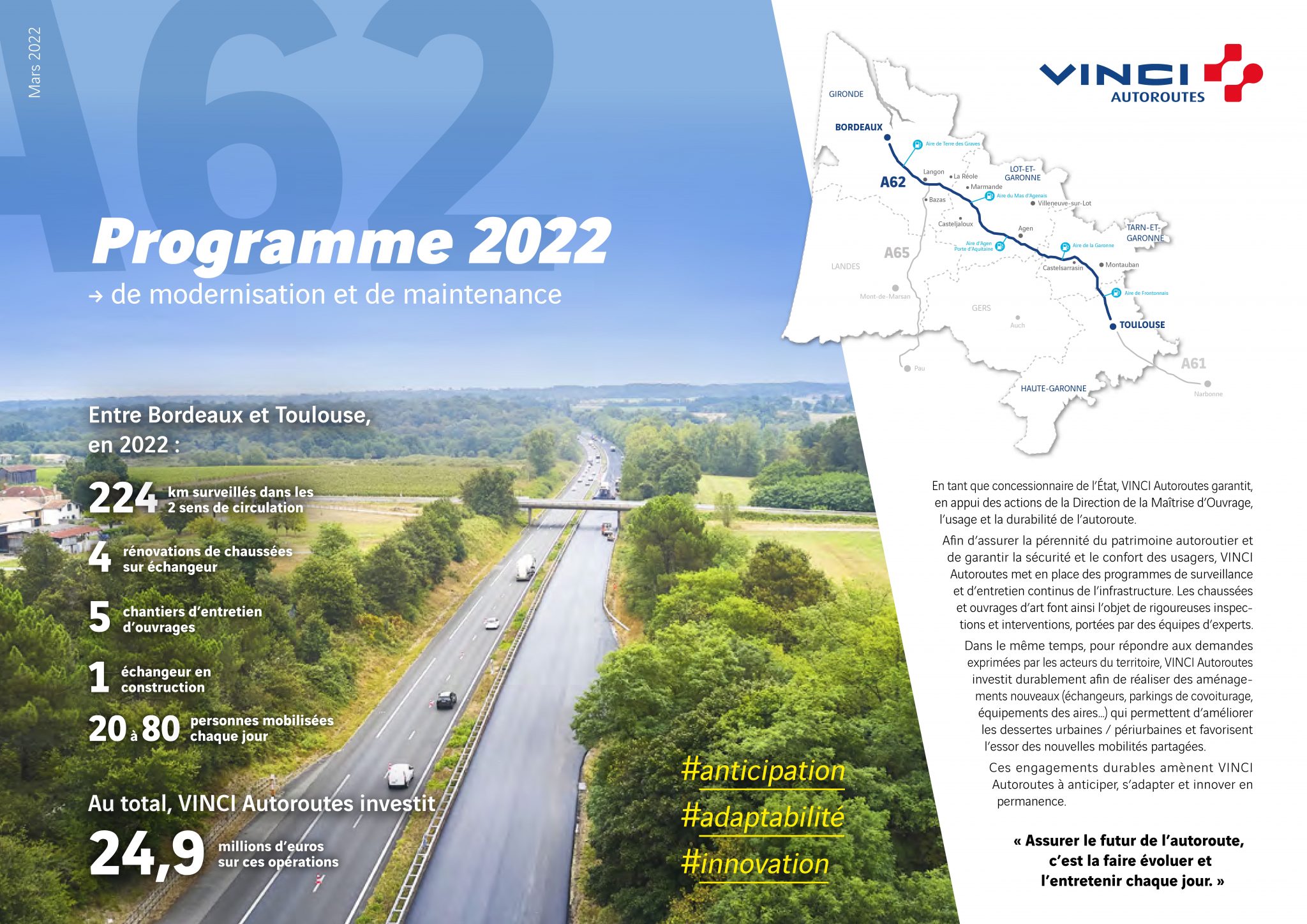 A62 : le programme des opérations de maintenance et de modernisation en ...